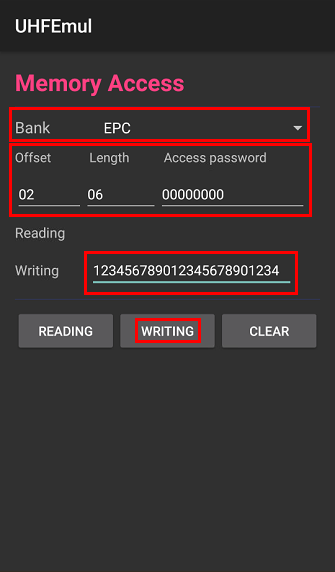 UHF Emul Writing data on Tag method